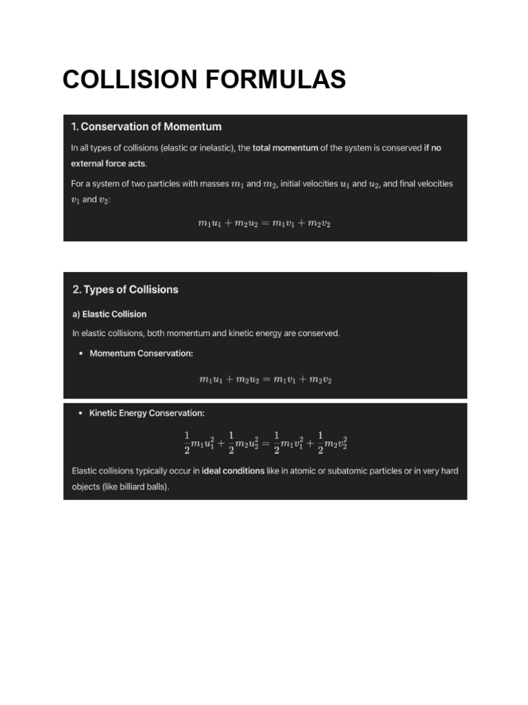 COLLISION FORMULAS | PDF