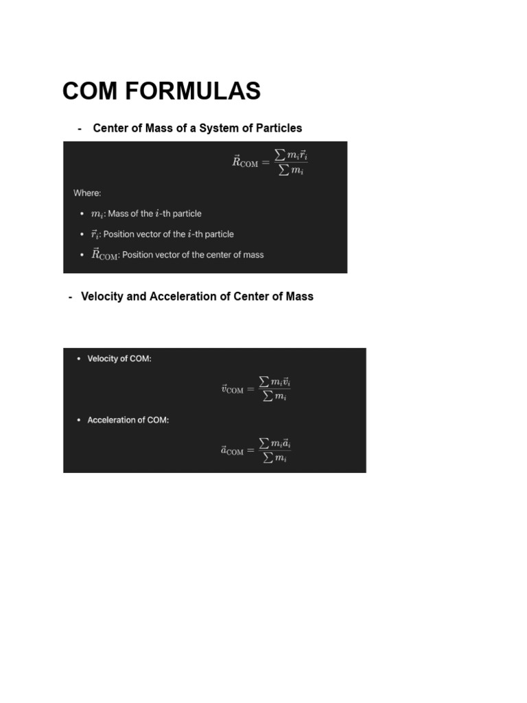 Com Formulas | PDF
