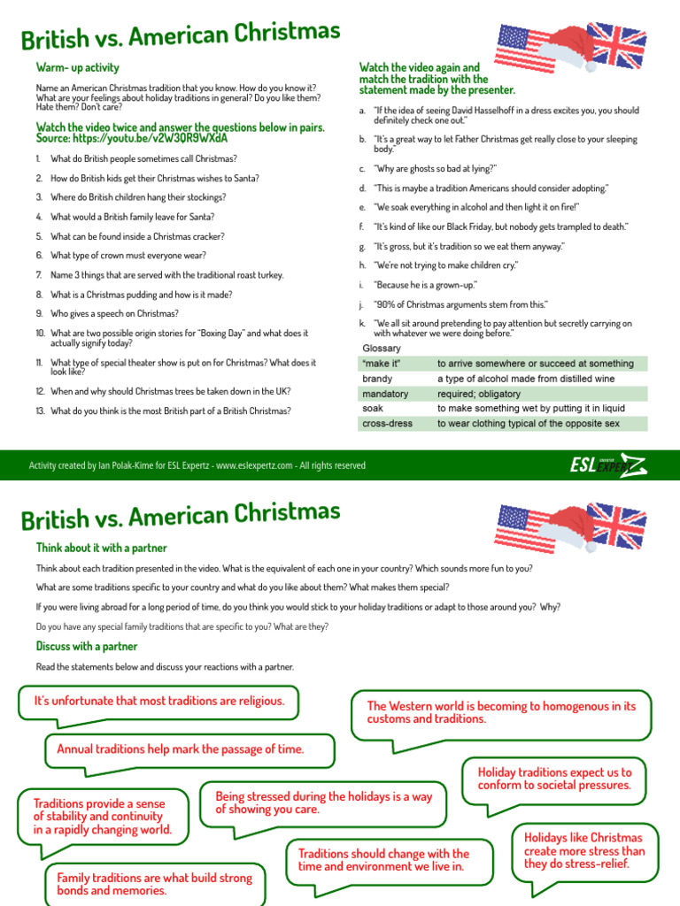 American and British Christmas Celebrations Esl Discussion Vdcx2k | PDF ...