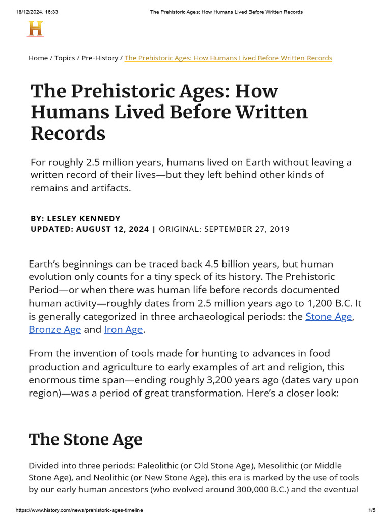 The Prehistoric Ages_ How Humans Lived Before Written Records | PDF ...