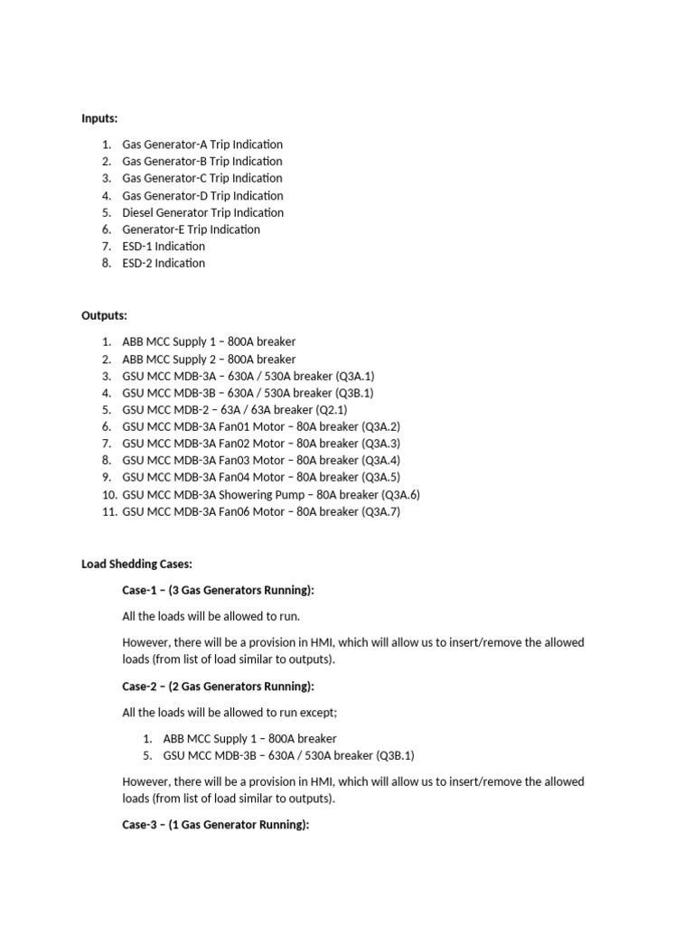 Load Shedding System Specifications | PDF | Power (Physics ...