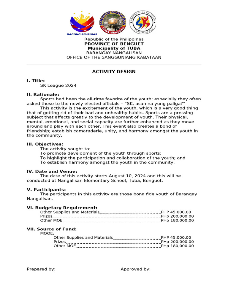 Youth Sports Event: SK League 2024 | PDF