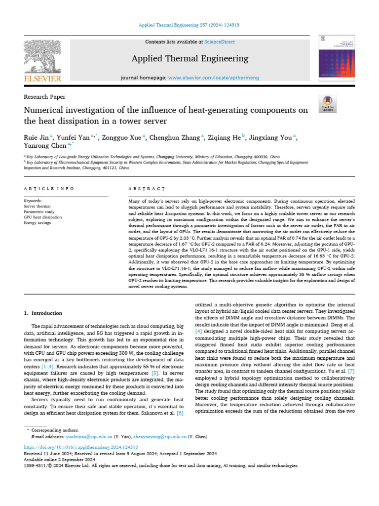 Jin Et - Al (2024) Numerical Investigation of The Influence of Heat ...