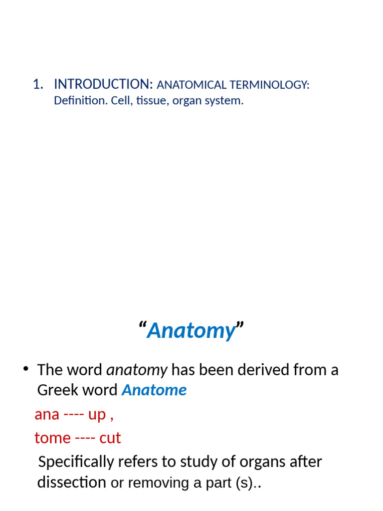1. Anatomy intro | PDF | Anatomy | Autopsy