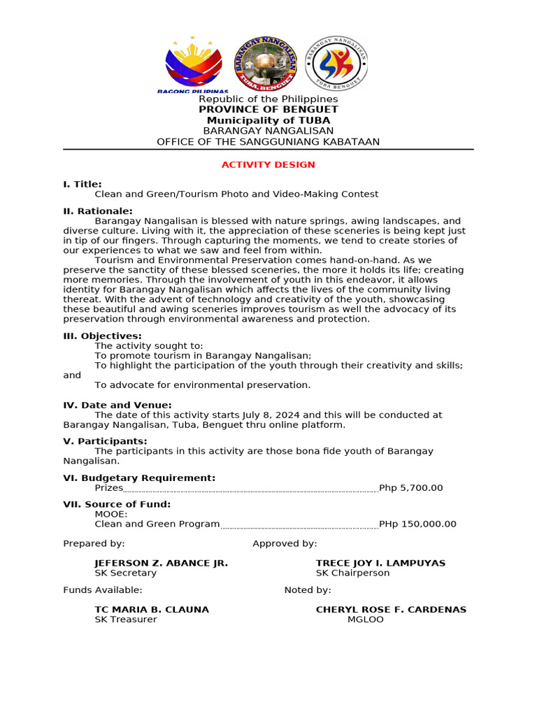 Activity Design For Clean and Green Program | PDF