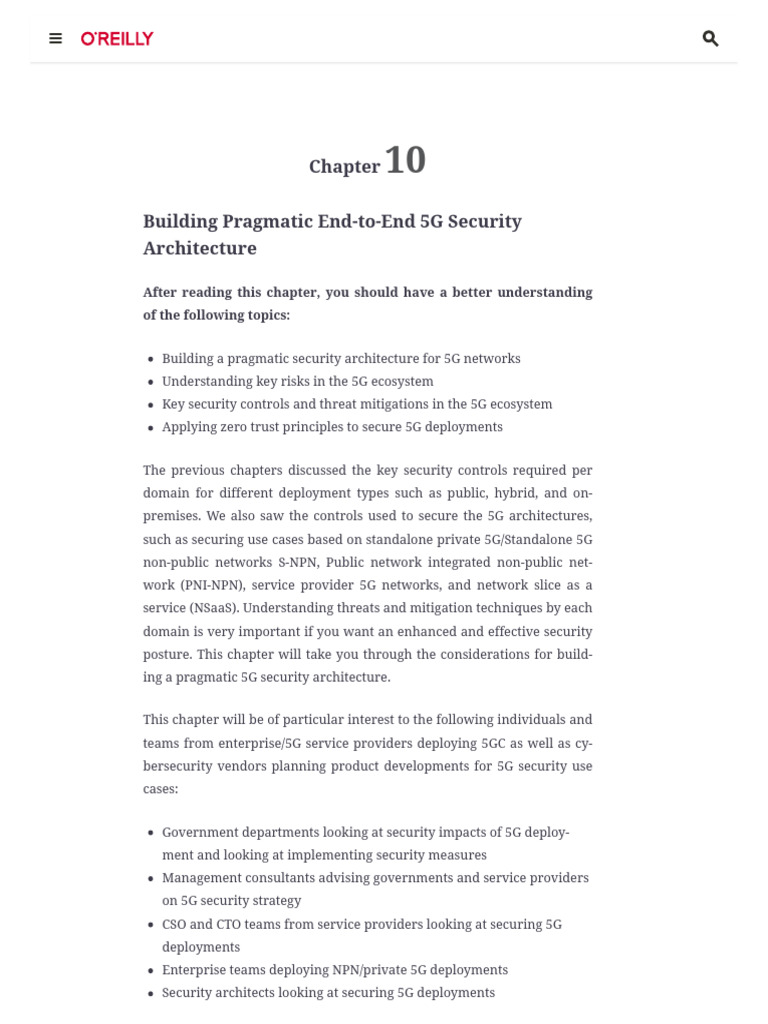 Chapter 10 - Building Pragmatic End-To-End 5G Security Architecture - Securing 5G and Evolving ...