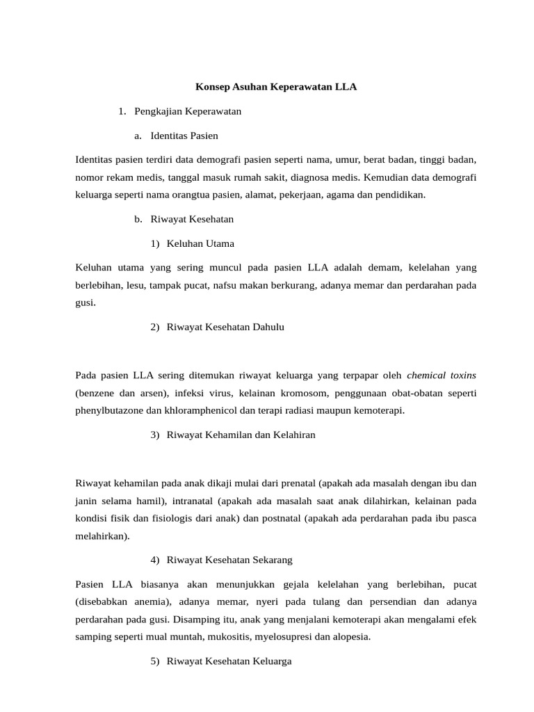 Konsep Asuhan Keperawatan LLA | PDF