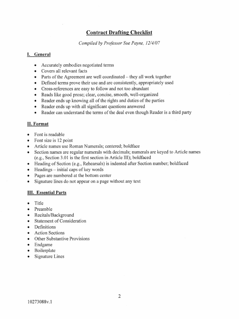 Contract Drafting Essentials Checklist | PDF | Verb | English Language