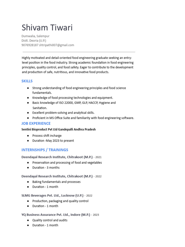 Shivam Tiwari - Resume | PDF