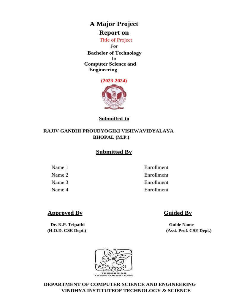 Major Project Report in CSE 2023-2024 | PDF | Engineering | Science