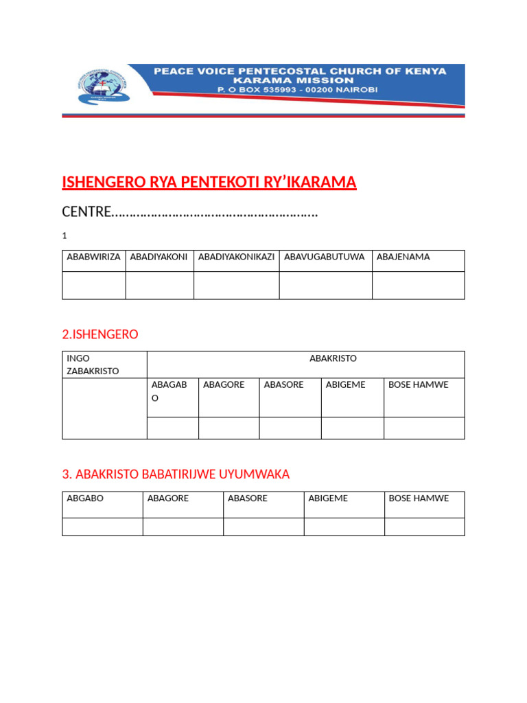 Ishengero Rya Pentekoti Ry'ikarama | PDF