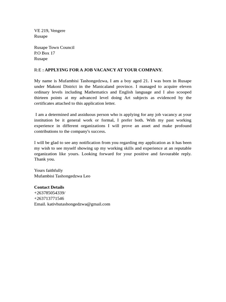 Application Letter | PDF