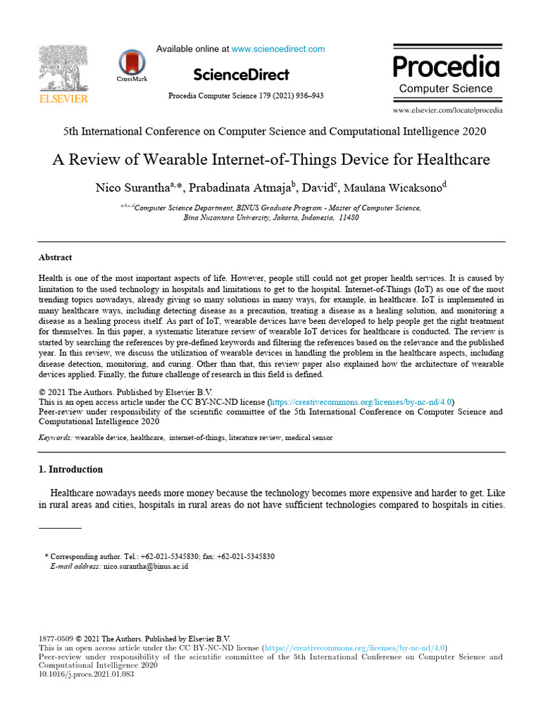 A Review of Wearable Internet-Of-Things Device For | PDF | Internet Of ...