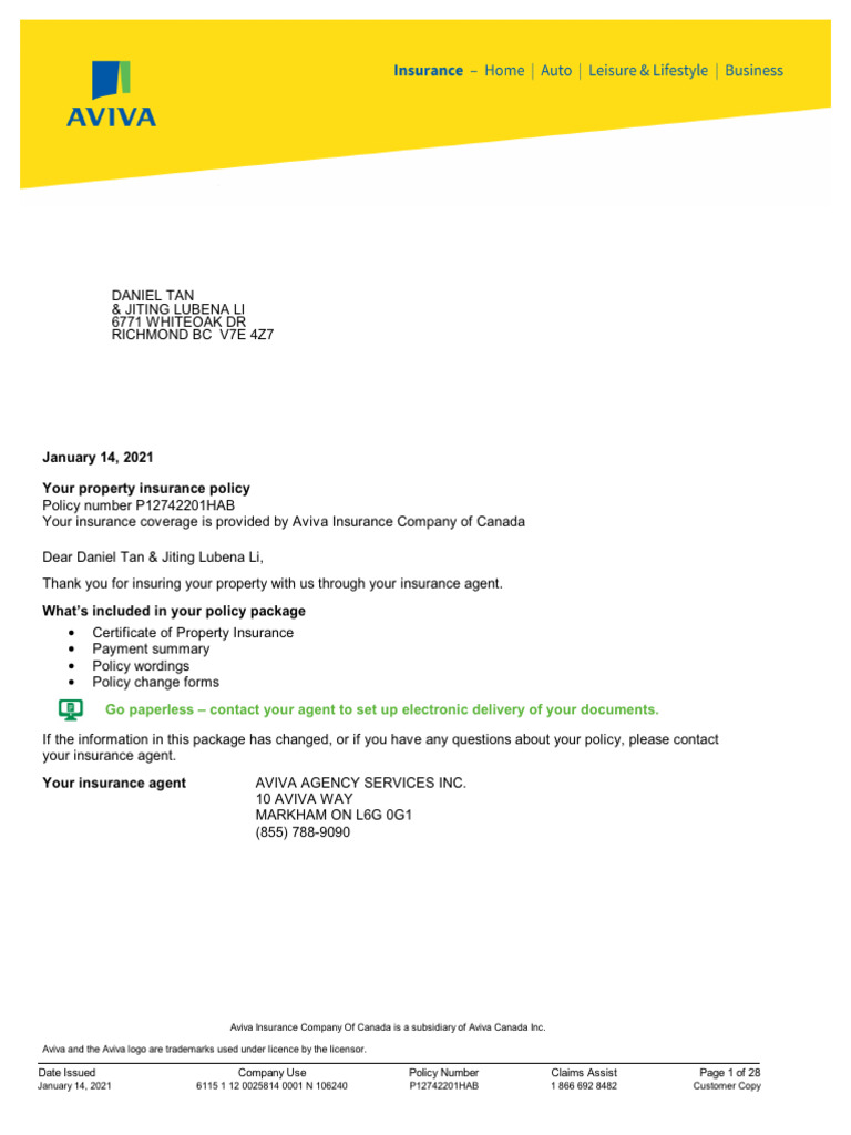 Aviva Home Insurance2 | PDF | Insurance | Deductible