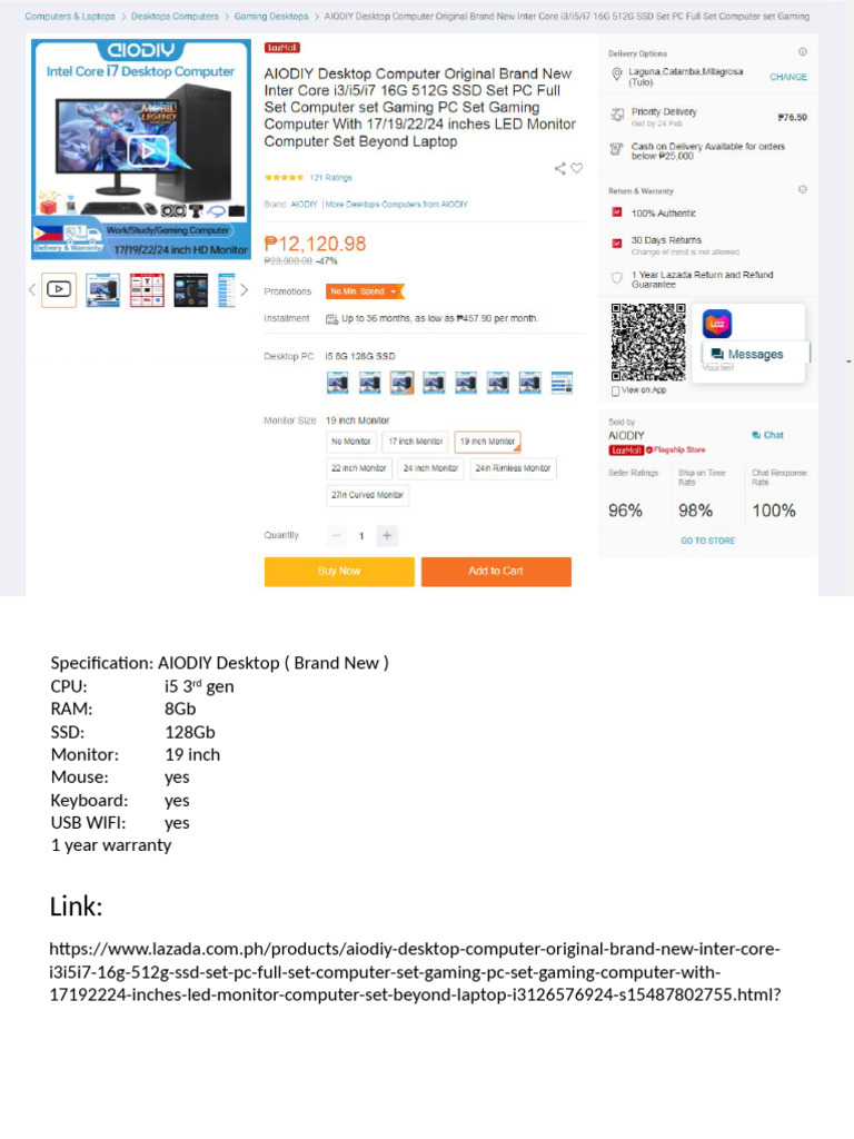 Aiodiy Pc Lazada | PDF