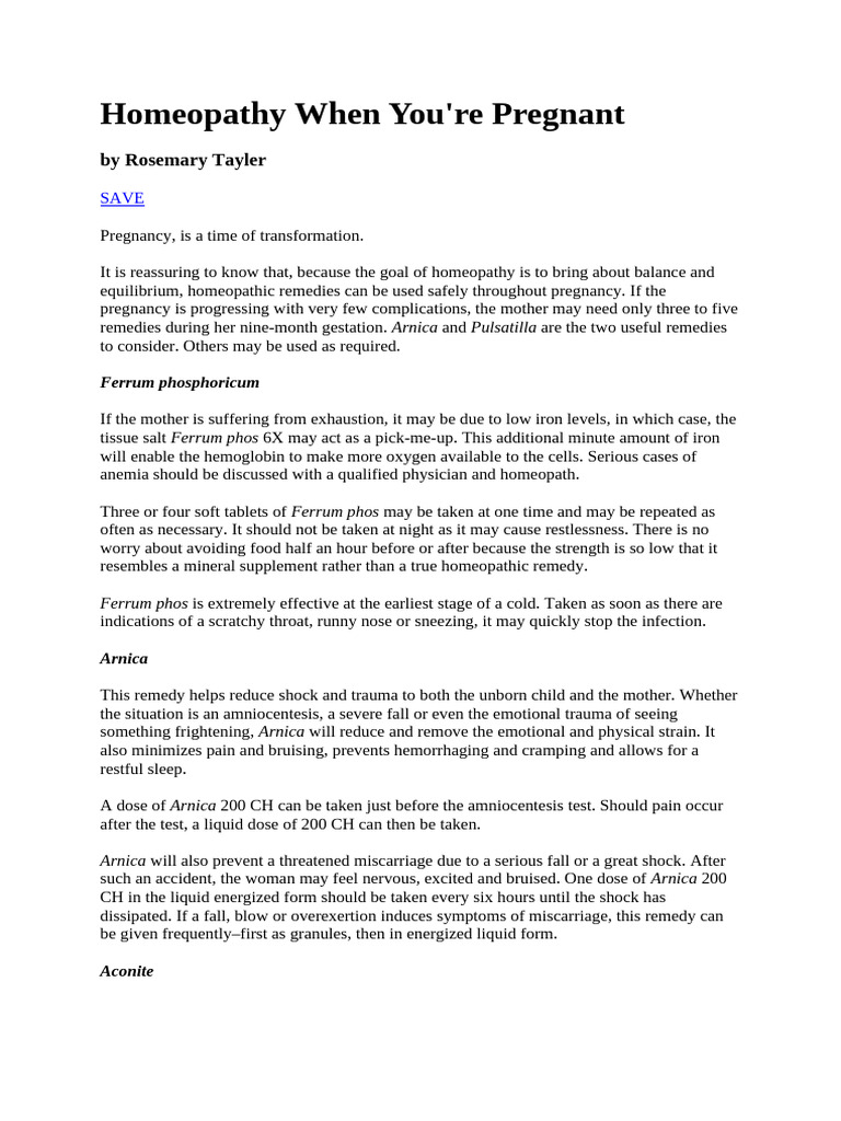 Homeopathy When You Are Pregnet | PDF | Homeopathy | Pregnancy