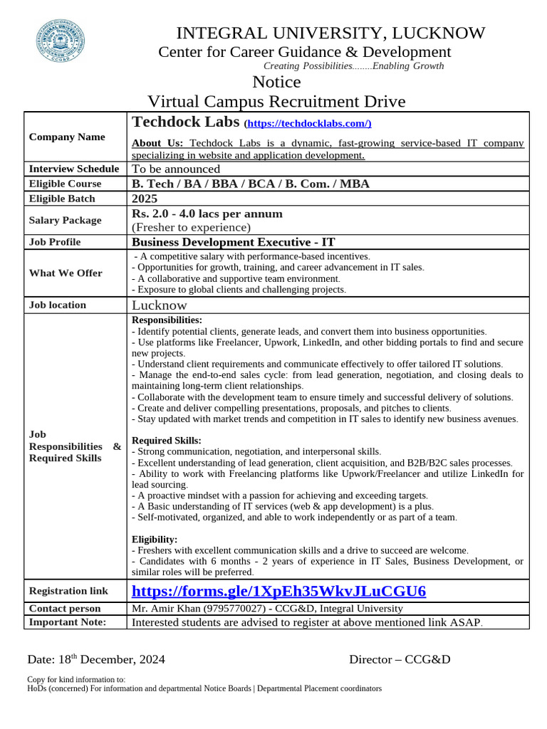 TechDoc Labs - Notice (Dec 24) | PDF | Linked In | Business