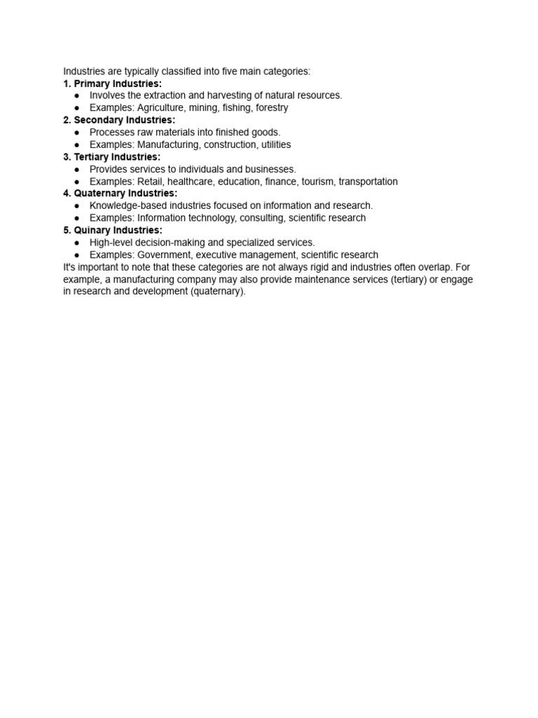 Overview of Industry Types and Examples | PDF