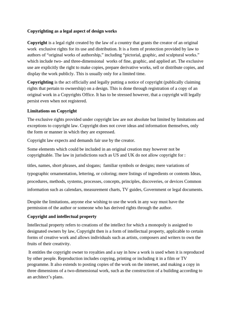 Copyrighting as a legal aspect of design works | PDF | Copyright ...