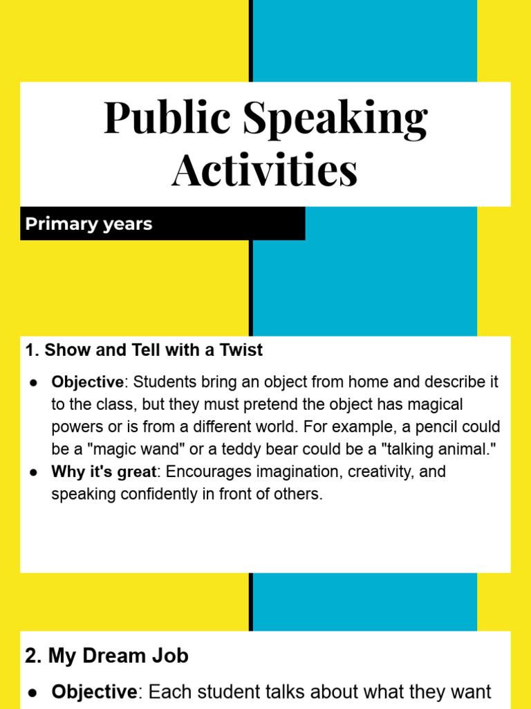 Public Speaking Activities | PDF | Human Communication | Cognition