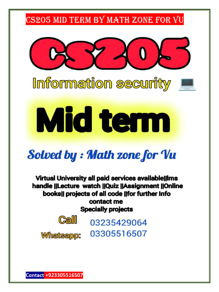 Cs205 Mid Term by Math Zone For Vu | PDF | Superuser | Information Technology Management