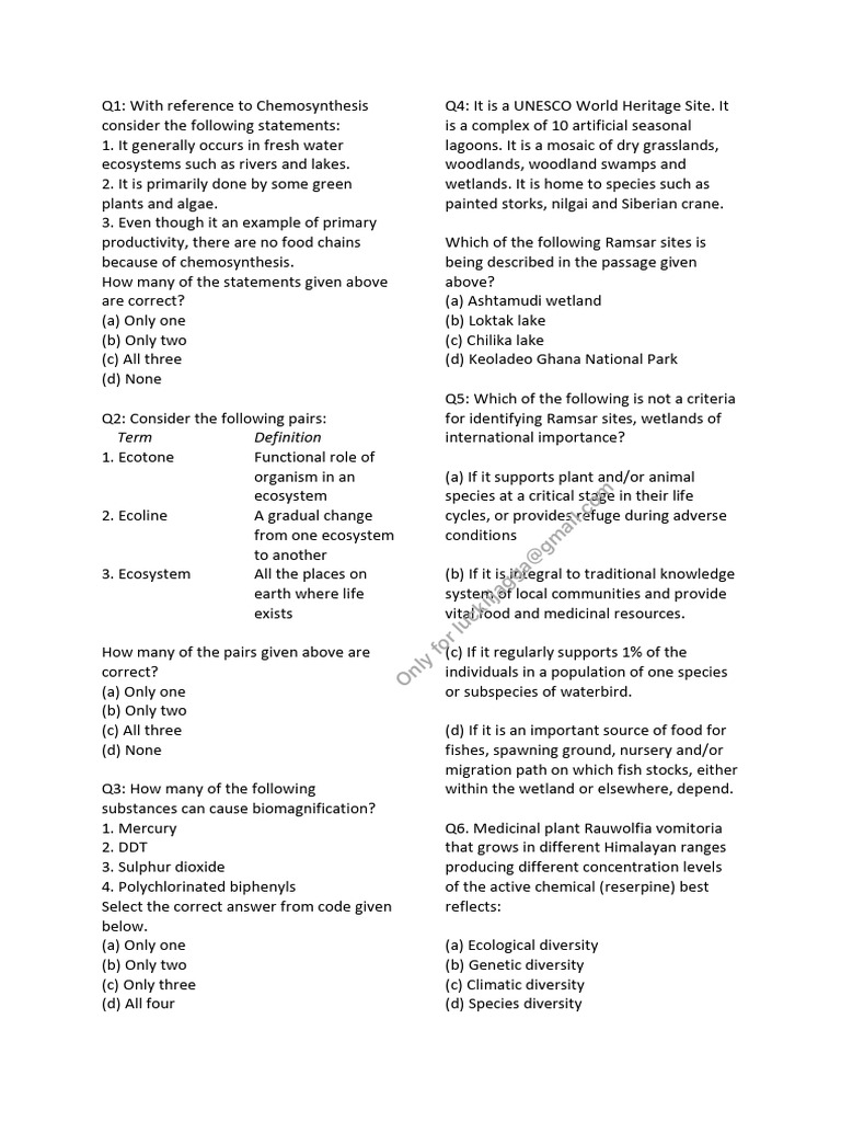 Classroom 0 Environment Questions RB | PDF | Ecology | Natural Environment