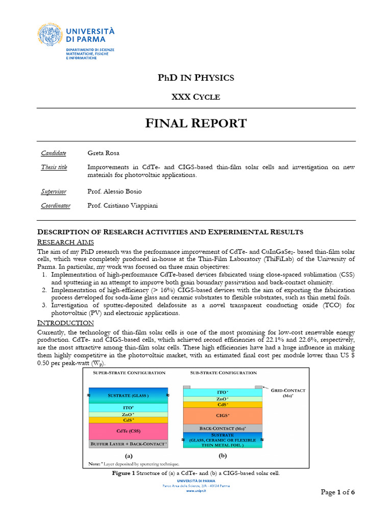 Final Report PhD | PDF | Solar Cell | Thin Film Solar Cell