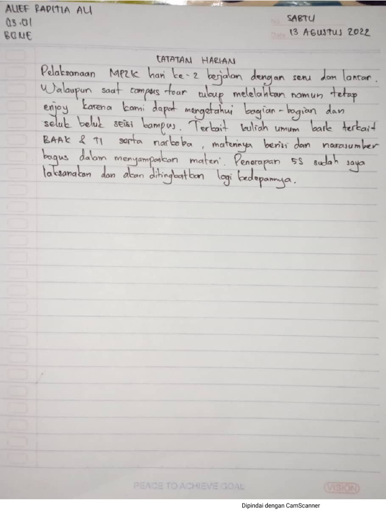 03.01 - Alief Raditia Ali - Catatan Harian Hari Ke-2 | PDF