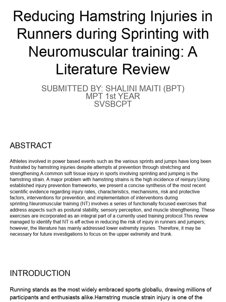 Reducing Hamstring Injuries in Runners During Sprinting With ...