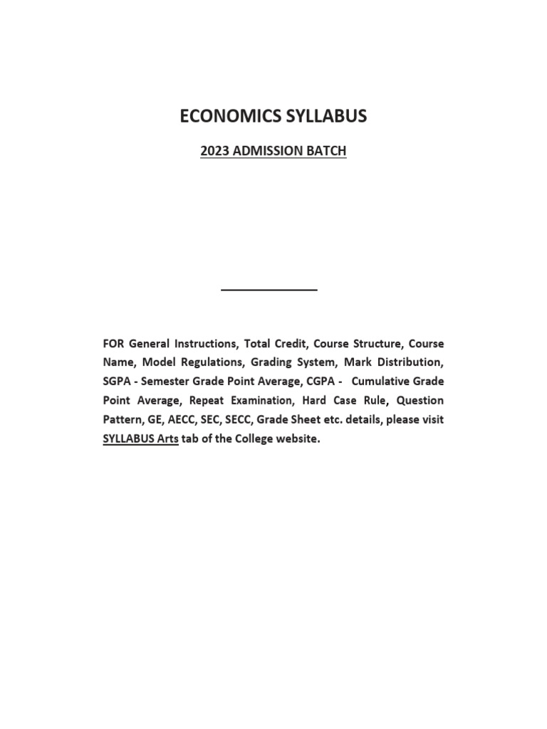 UG Economics Syllabus 2023 AB 2 | PDF | Macroeconomics | Regression Analysis