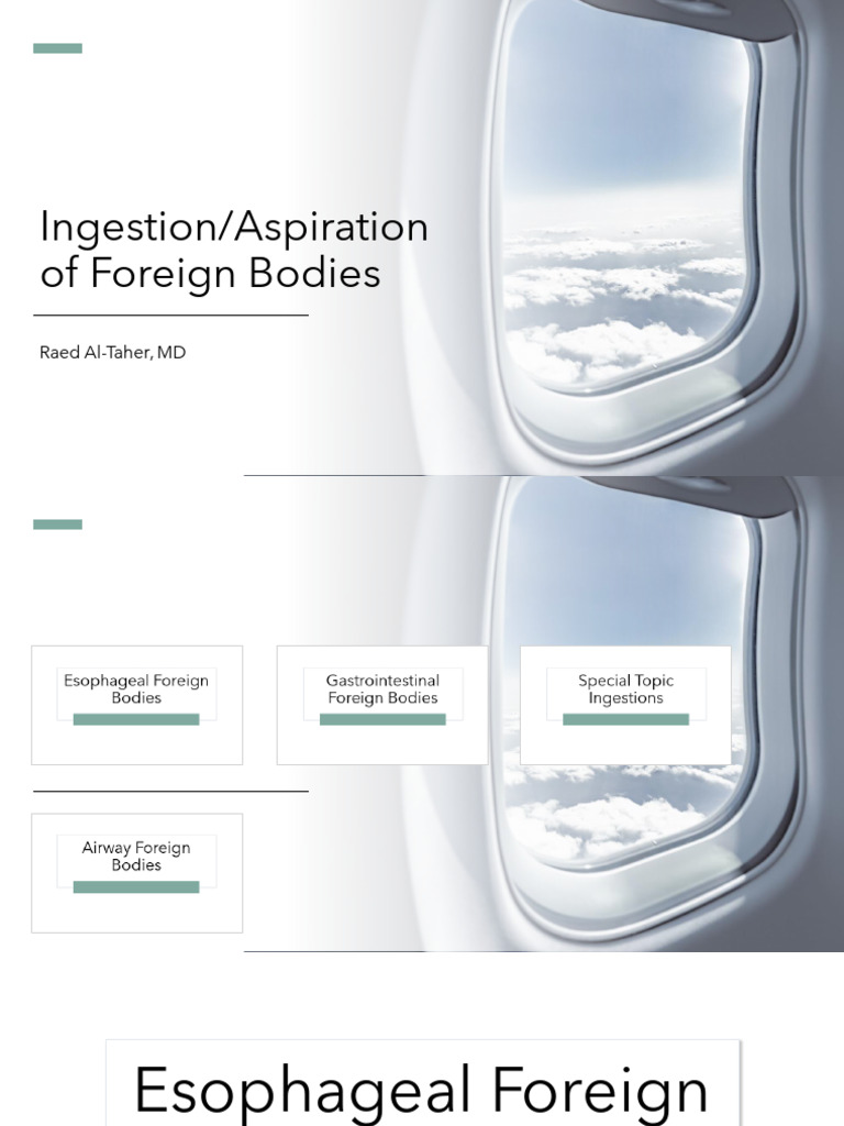 Ingestion and Aspiration of Foreign Bodies | PDF | Esophagus | Medical ...