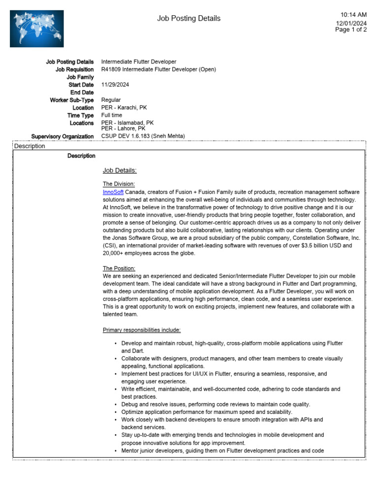 Job_Posting_Details | PDF | Software Engineering | Software Development