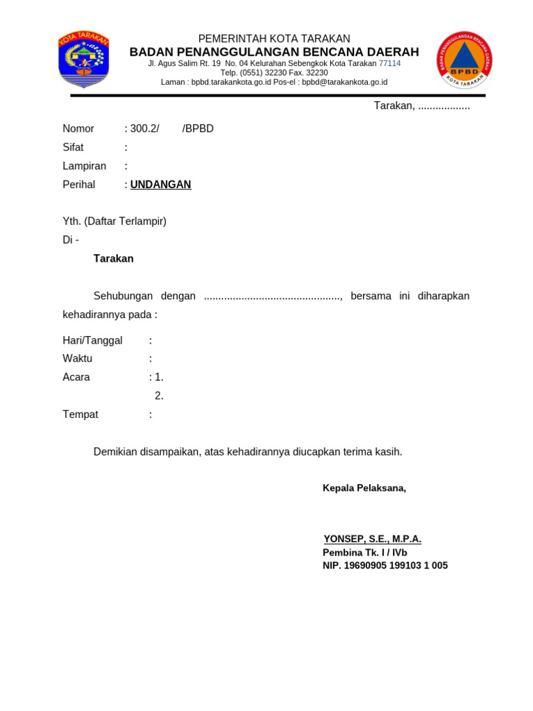 Form Undangan Rapat | PDF
