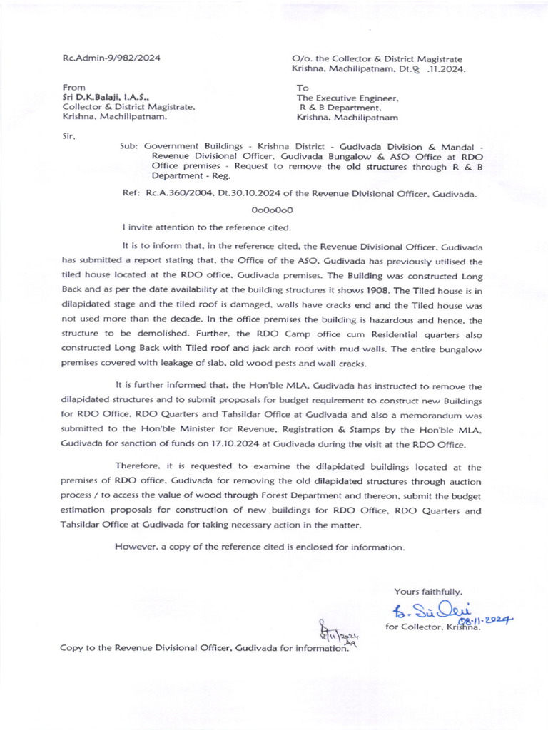 LTR To R&B - Gudivada RDO Building, ASO Office | PDF