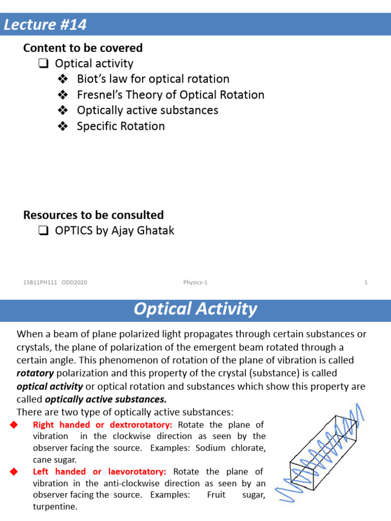 Fresnel's Theory of Optical Rotation | PDF | Polarization (Waves) | Optics