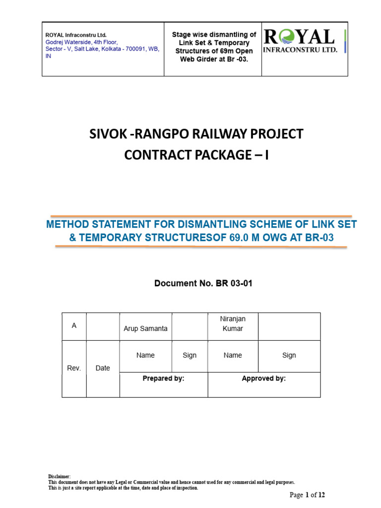 Dismantling Method for 69m OWG Bridge | PDF | Crane (Machine) | Truss