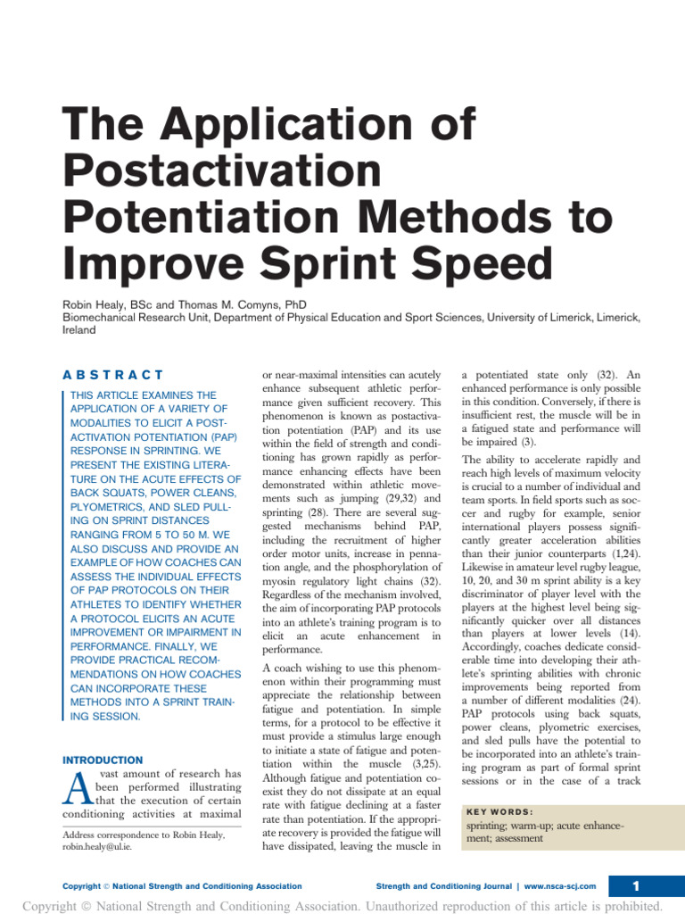 The Application of Postactivation Potentiation.1 | PDF | Strength ...