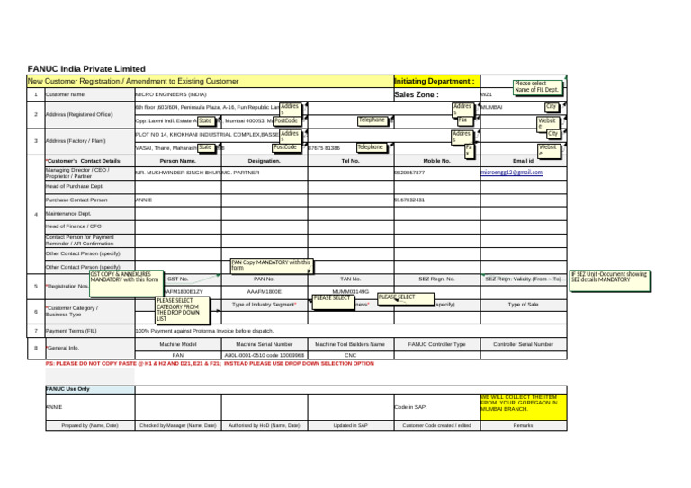 New CustomerMaster Form - 221223 | PDF