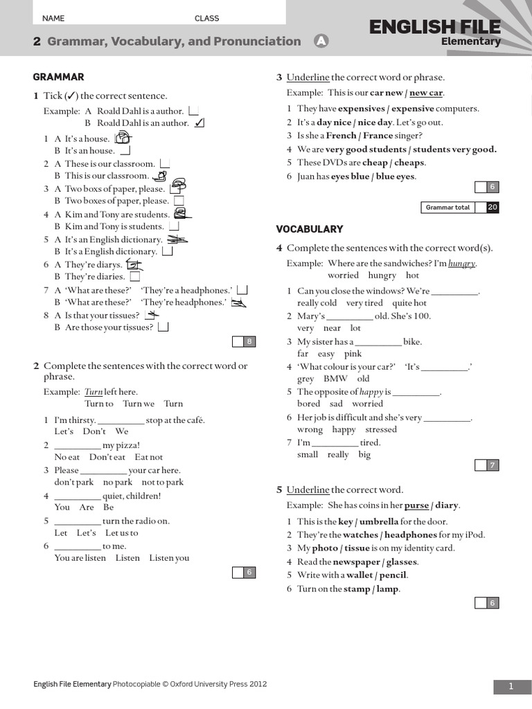 English File Elementary Exercises | PDF | English Language | Linguistics