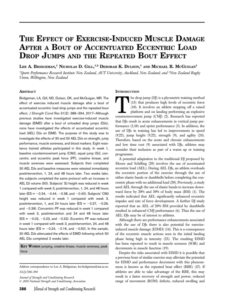 The Effect of Exercise Induced Muscle Damage After.14 | PDF | Strength ...