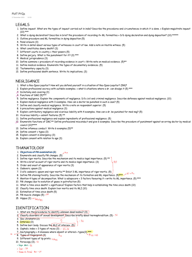 FMT Pyq | PDF | Firearms | Autopsy