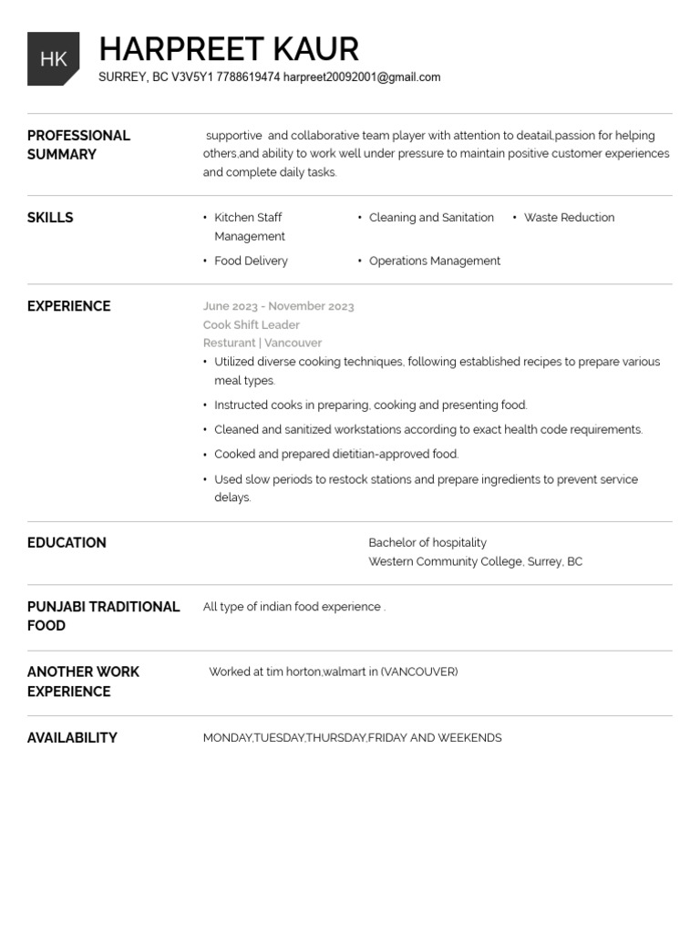 Harpreet Kaur Resume | PDF