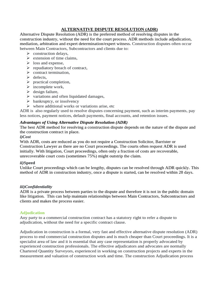 Alternative Dispute Resolution | PDF | Arbitration | Alternative Dispute Resolution
