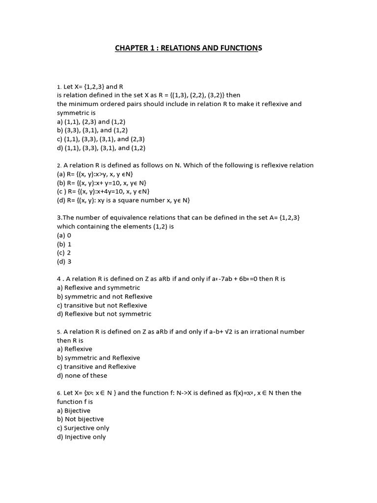 Mathematics Relations and Functions Guide | PDF | Matrix (Mathematics ...