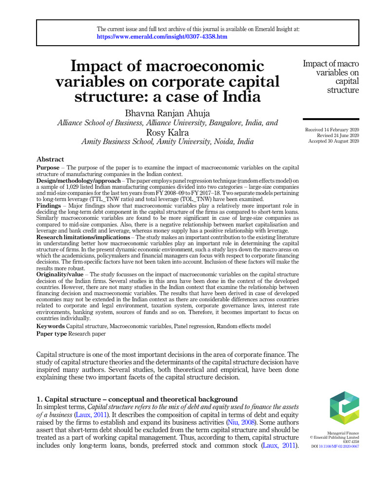 Impact of Macroeconomic Factors On Capital Structure | PDF | Capital ...