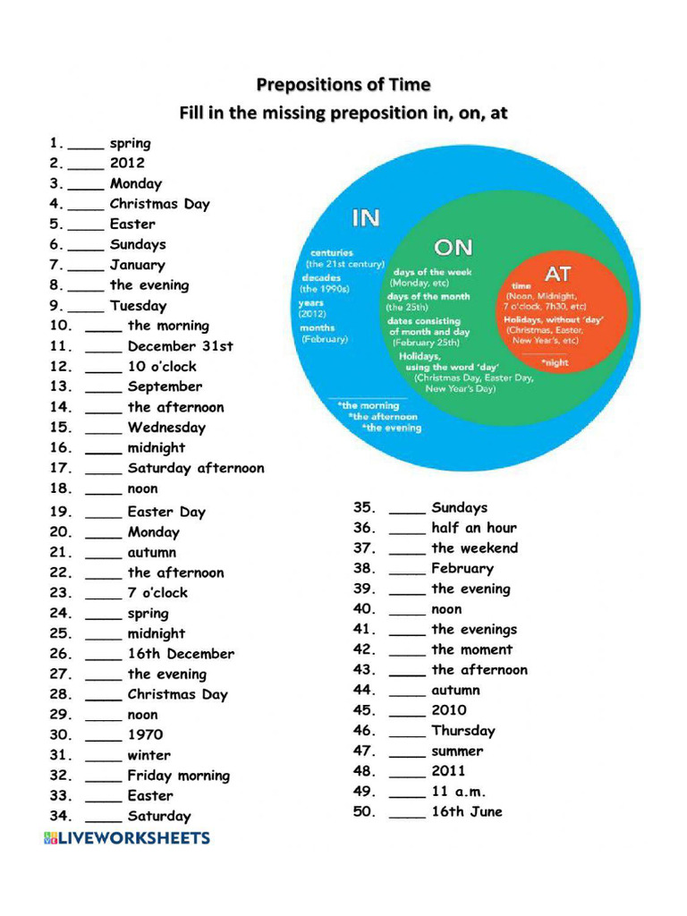 Prepositions of Time | PDF