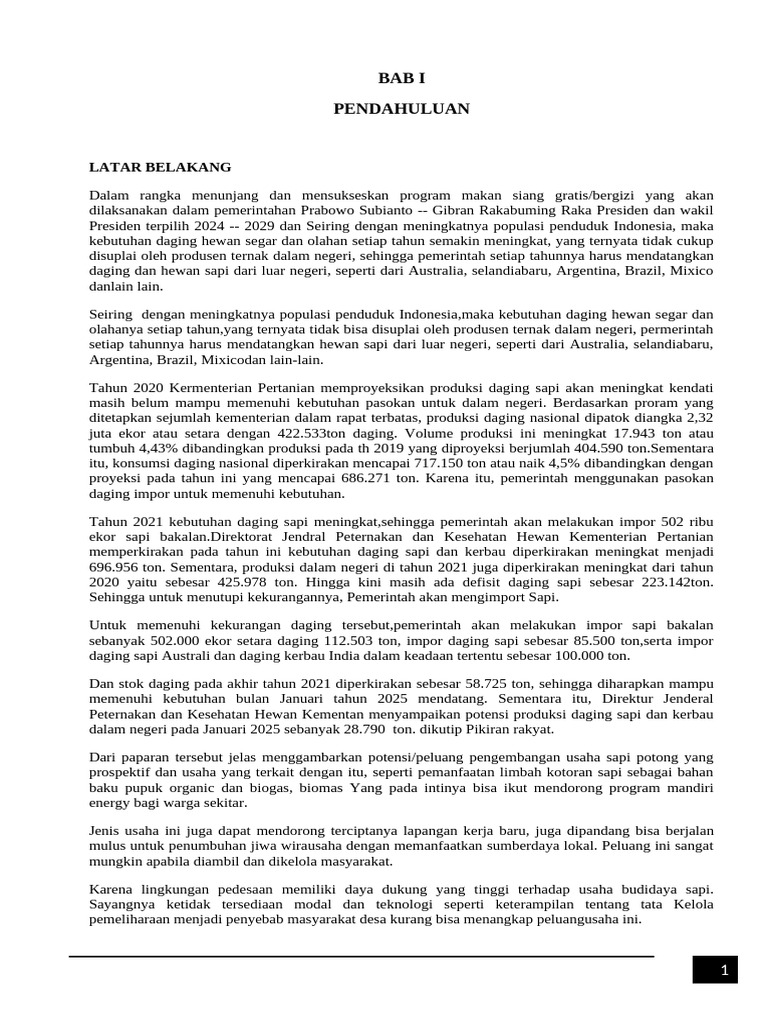 Mbak Indri - Revisi I - Isi Proposal Usaha Pengembangan Ternak Sapi Pedaging Unggulan | PDF