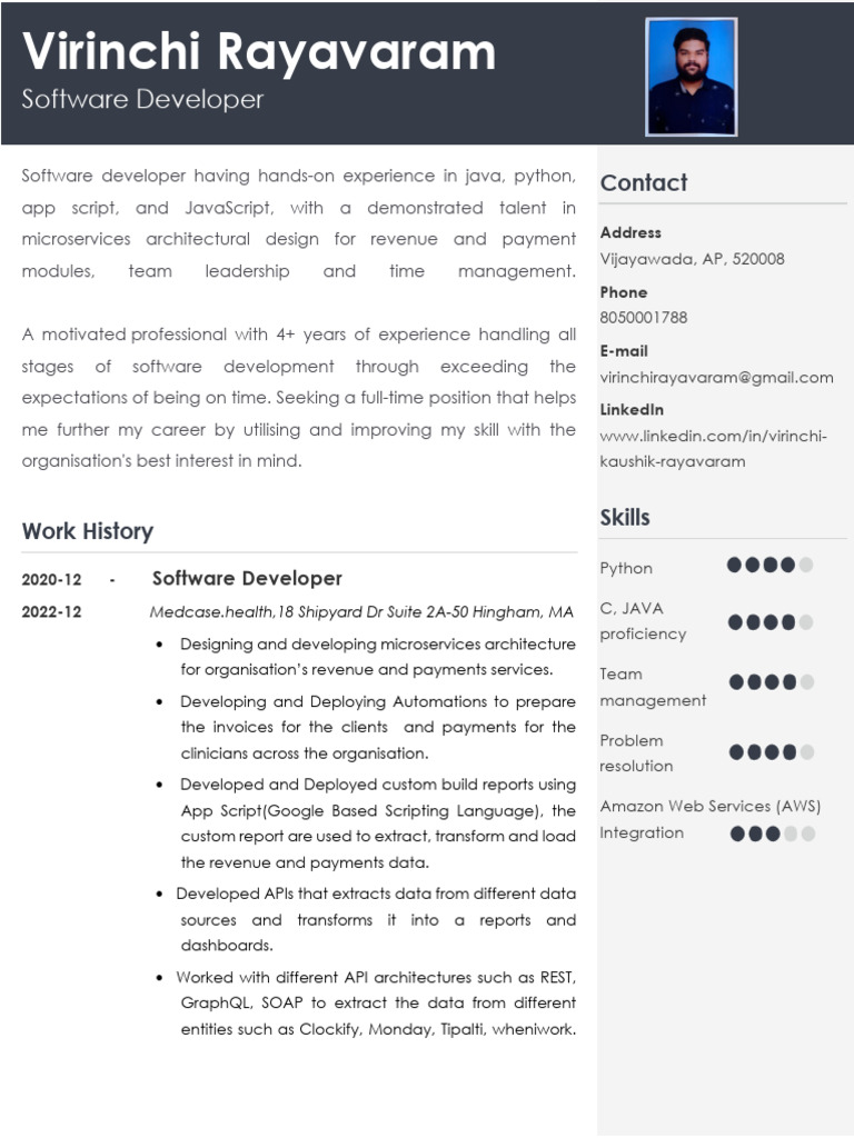 Virinchi CV (1) | PDF | Software | Artificial Intelligence