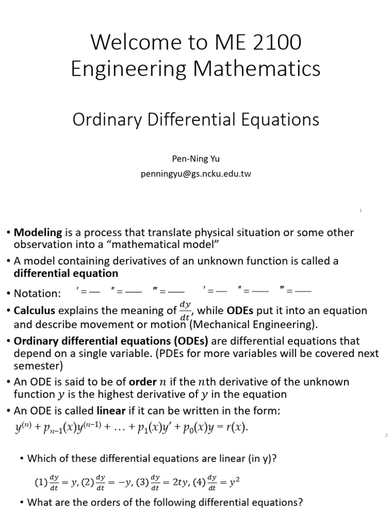 chap 1_2_3 | PDF | Ordinary Differential Equation | Differential Equations