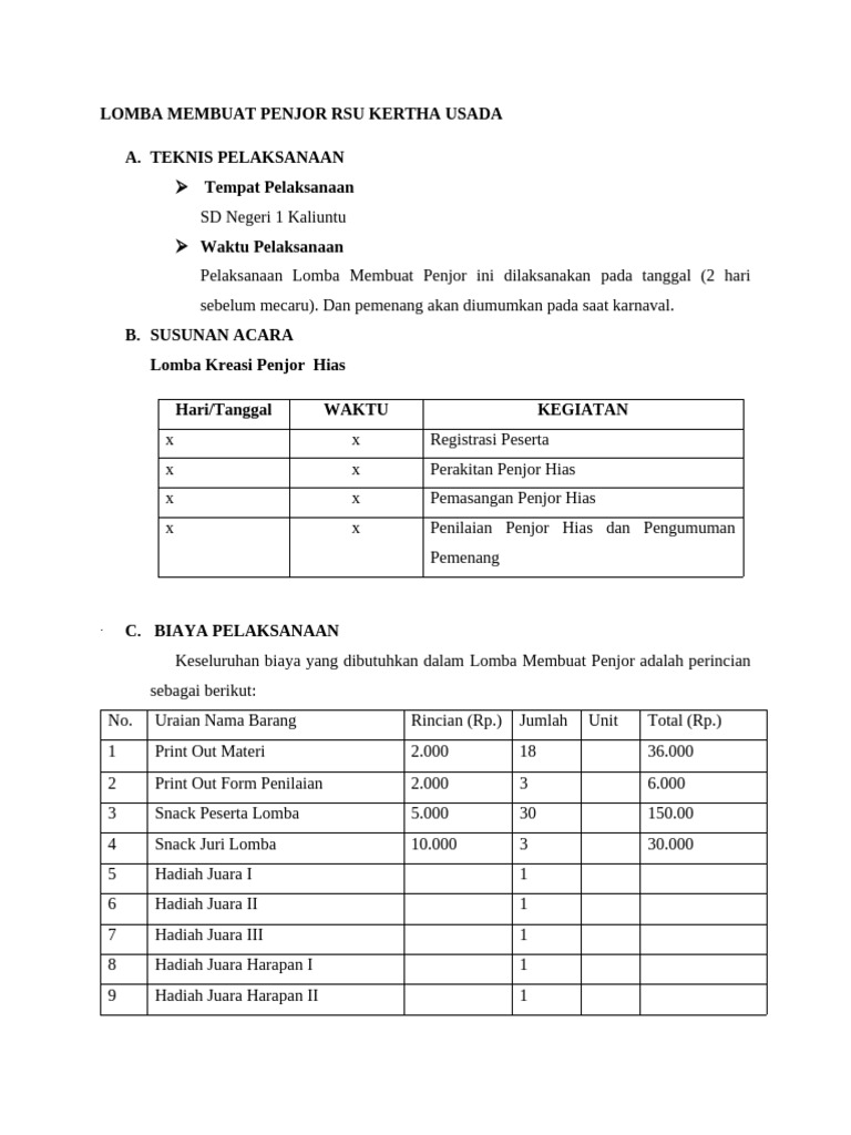 Lomba Membuat Penjor Rsu Kertha Usada | PDF